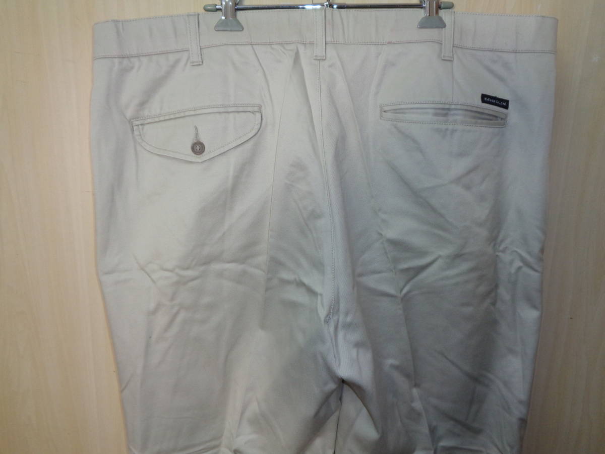 【やや傷や汚れあり】b1226 EDWIN Khaki KT403-16 ツータック トラウザーパンツ エドウィン w42 大きいサイズ ベージュ チノパン ワークパンツ ストレッチ 4Aの ...