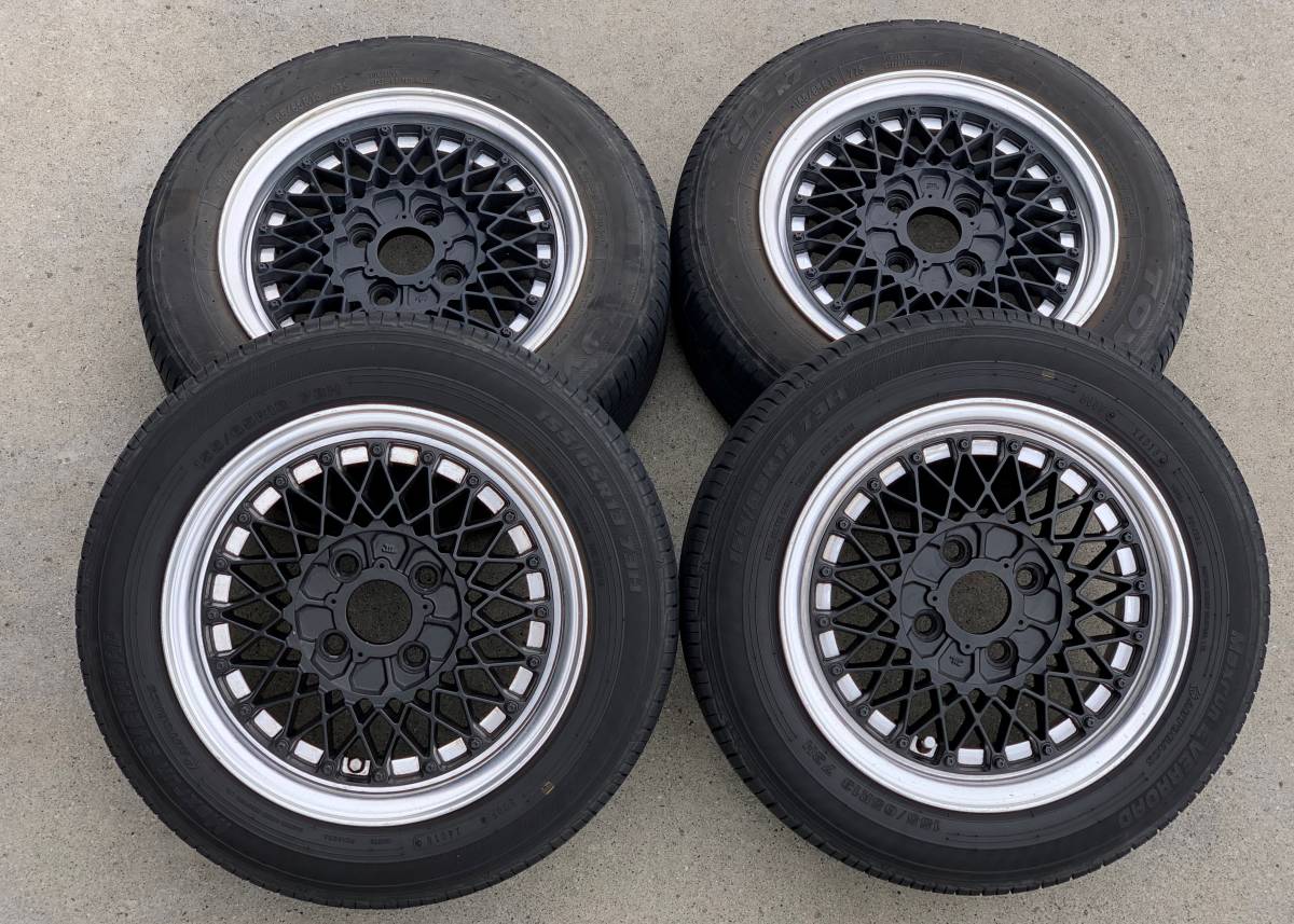 【中古】レア 希少 WORK EWING-Ⅱ 12インチ アルミホイール 4本 12x4.5B 4H 12穴マルチ フィンタイプ メッキ 当時 ...