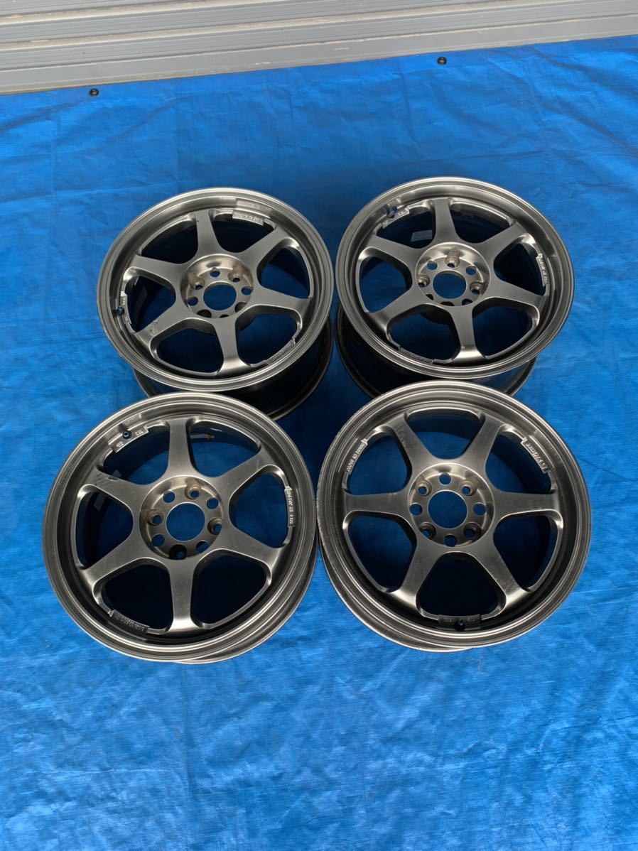 【傷や汚れあり】5ZIGEN PRO RACER GN+ 15インチ 7J 4穴 PCD100 オフセット35 中古アルミホイール4本セットの ...