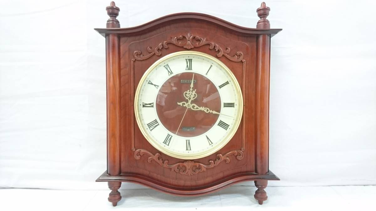 【目立った傷や汚れなし】3せ1 SEIKO セイコー RE577B クロック 掛け時計 電波 アナログ からくり 6曲 メロディ 回転飾り ...