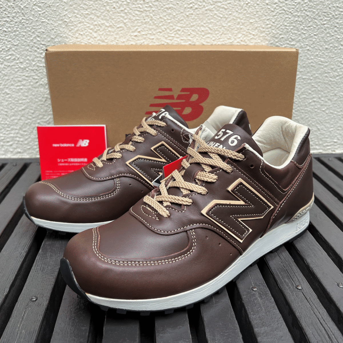 【未使用】UK製【LIMITED EDITION】NEW BALANCE LM576UK NB BROWN/TAN US8.5D 26.5cm オールレザー 新品 限定 M576 イギリス製 ...
