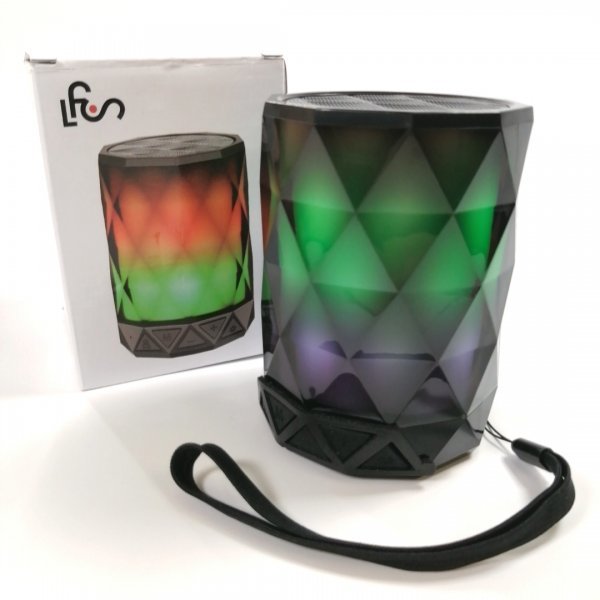 【目立った傷や汚れなし】LFS ポータブル スピーカー LFS-190 呼吸式LEDライト ハンズフリー通話 防水 2台同時ペアリング micro SDカード対応【USED品】 02 ...