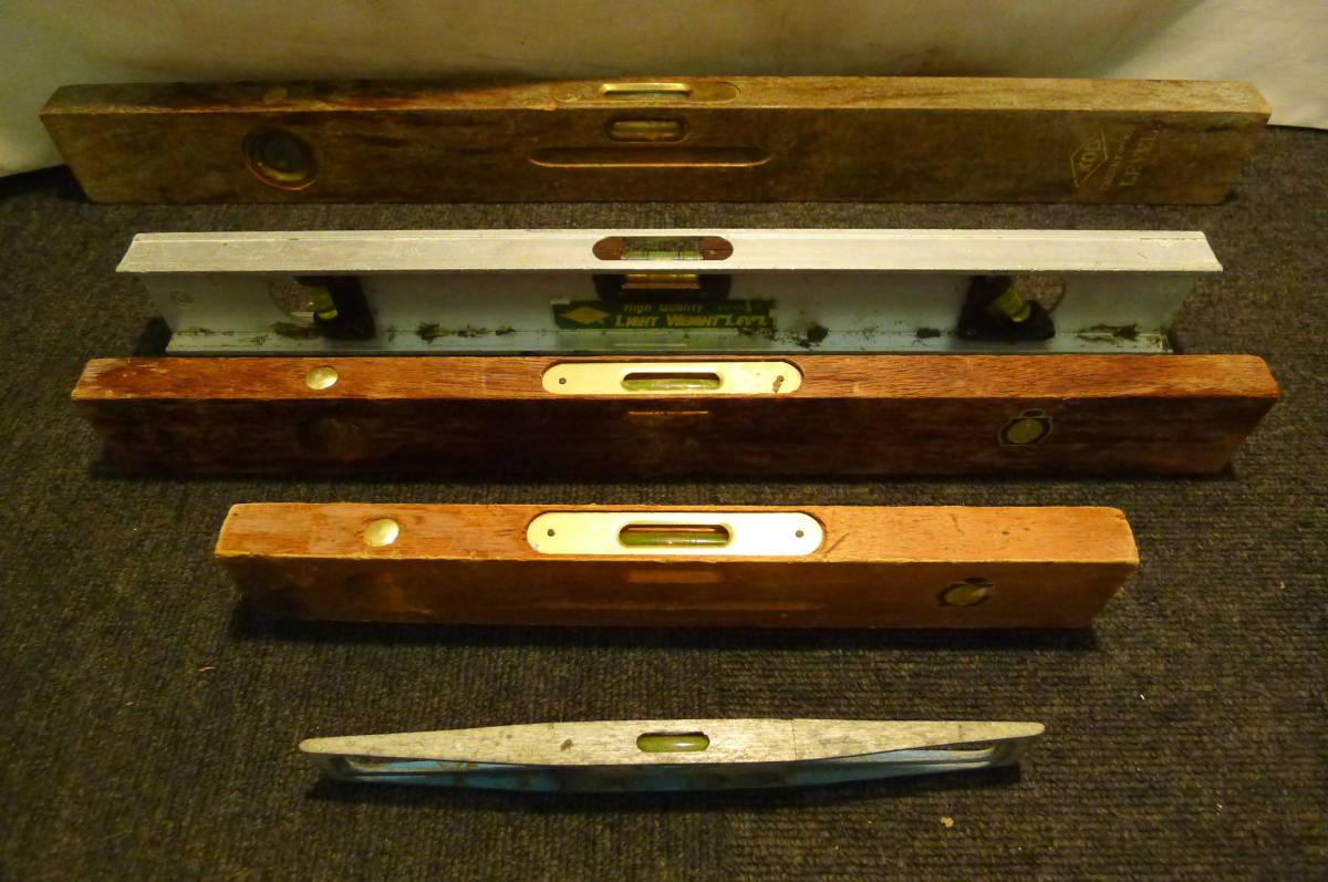 【傷や汚れあり】II230 KOD アカツキ製作所 CHERRY WOOD チェリーウッド LEVEL 水平器5点セット 水準器 計測工具 ...