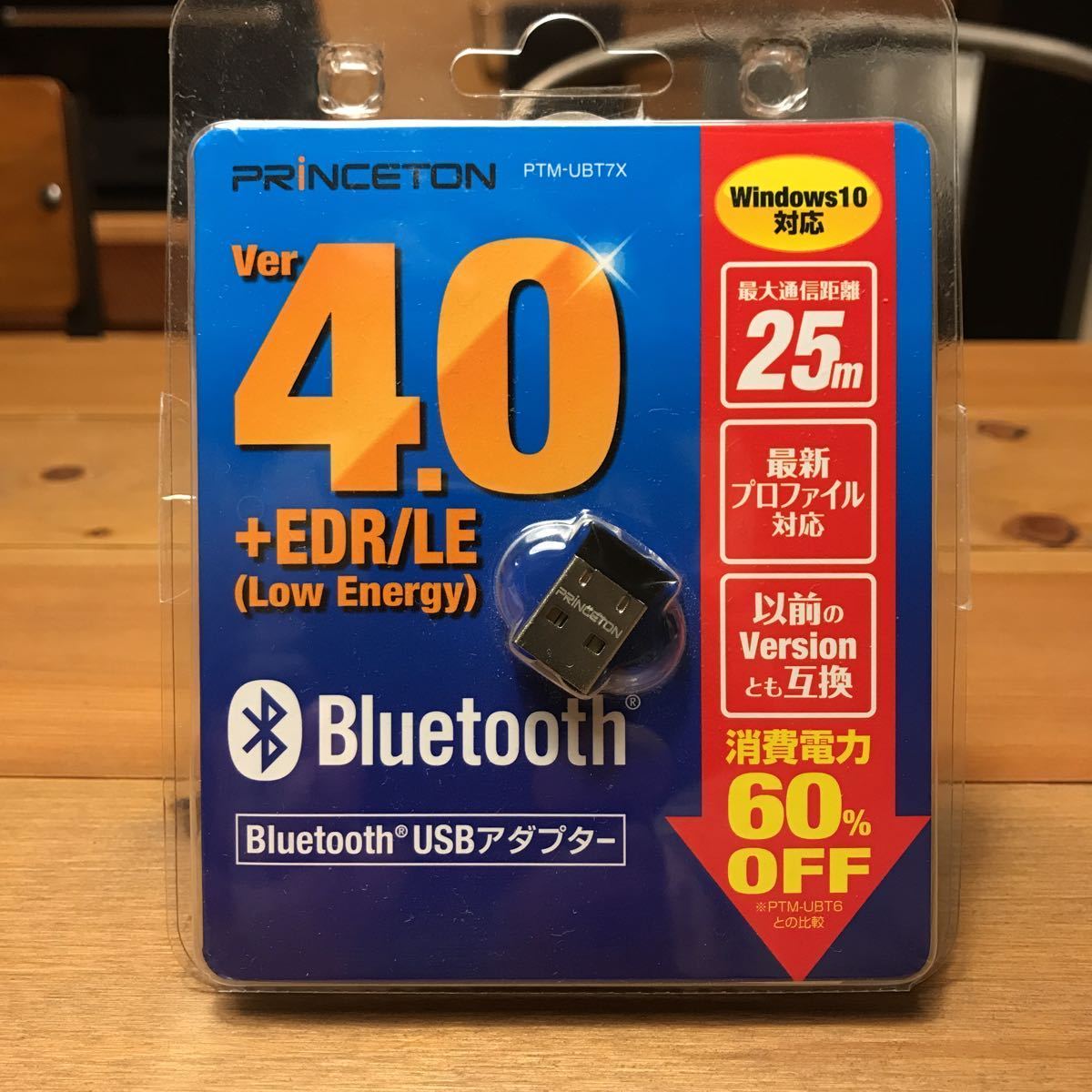 【目立った傷や汚れなし】プリンストン Bluetooth 4.0 USBアダプター PRINCETON （型番：PTM-UBT7X）ブルー ...