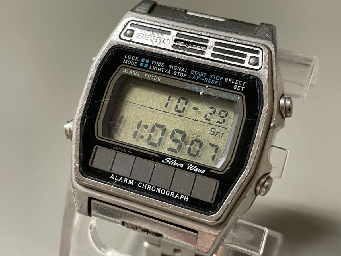 【傷や汚れあり】1円～ セイコー SEIKO クォーツ Silver Wave シルバーウェーブ アラーム クロノグラフ A258-5000 ...
