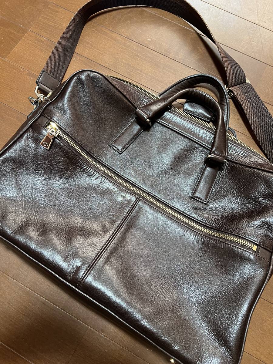 【未使用に近い】(新品同様)aniary ビジネスバッグ アンティークレザー ネイビー の落札情報詳細| ヤフオク落札価格情報 オークフリー