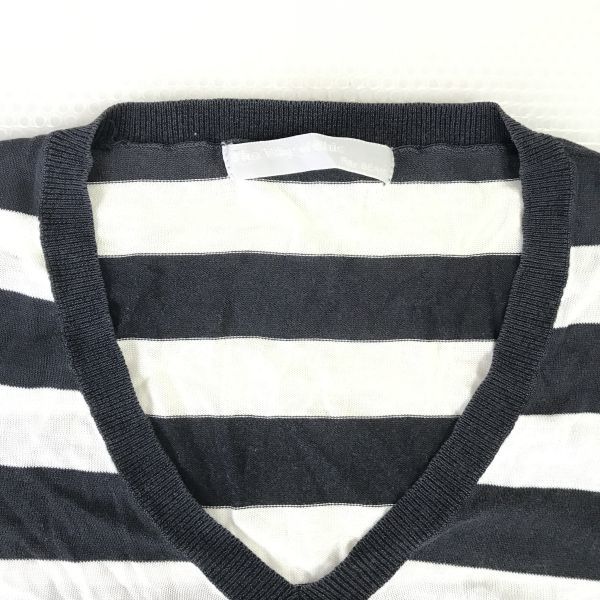 【目立った傷や汚れなし】レイビームス/ray beams★薄手セーター/長袖Tシャツ/カットソー【women’s size -M/白×黒/white×black/ボーダー柄】Tops ...
