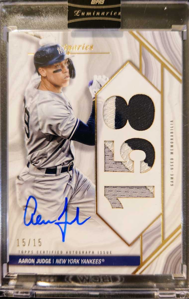 【未使用に近い】2022 mlb topps luminaries /15 aaron judge game used patch auto ...