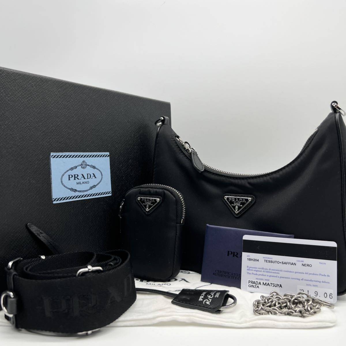 【目立った傷や汚れなし】1円《美品・付属品完備》PRADA プラダ ReEdition 1BH204 ショルダーバッグ クロスボディ サフィアーノレザー リナイロン レディース メンズ の落札 ...