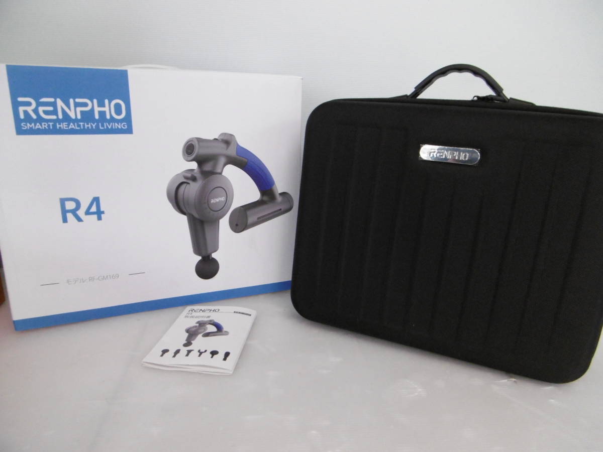 【目立った傷や汚れなし】A625 RENPHO レンフォ R4 ハンディガン RF-GM169 収納バック付き コードレス式 電動マッサージ ...