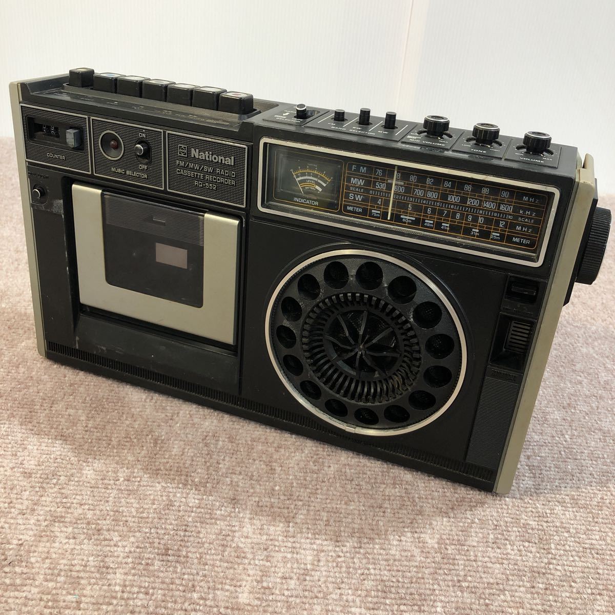 【傷や汚れあり】昭和 レトロ National ナショナル MAC RQ-552 ラジオカセットレコーダー ワイヤレスマイク附属 通電OK ...