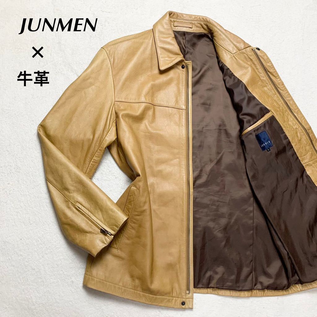 【目立った傷や汚れなし】JUNMEN 【極上の牛革】 ジュンメン ライダースジャケット レザージャケット ブルゾン カウレザー 牛革 本革 ライトブラウン Lサイズ メンズの落札情報詳細 ...