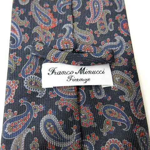 【目立った傷や汚れなし】フランコミヌッチ Franco Minucci 美品 ペイズリー ネクタイ シルク イタリア製 レギュラータイ ...