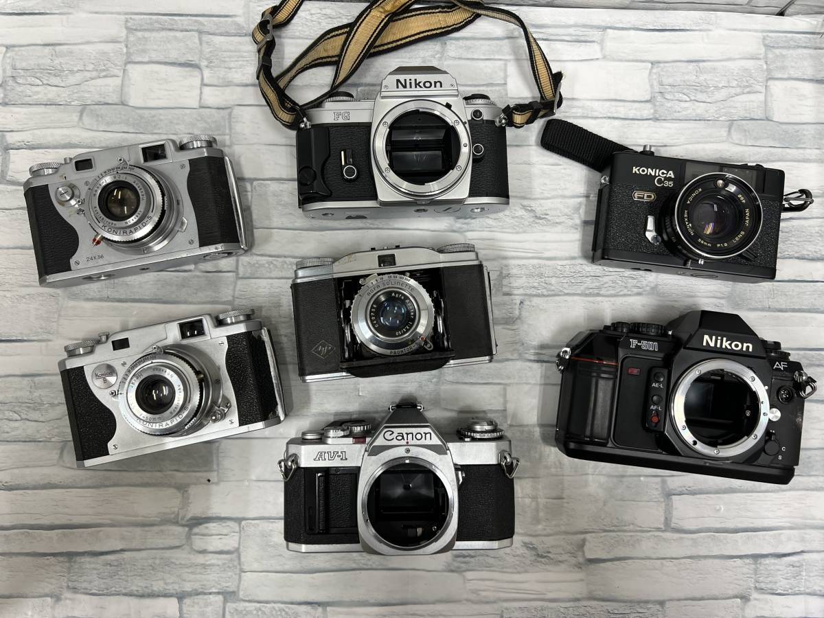 【傷や汚れあり】【CMR33.0417K】☆動作未確認ジャンク品 カメラおまとめ☆ Nikon/Konica/Canon/Agfa 計7点 ...