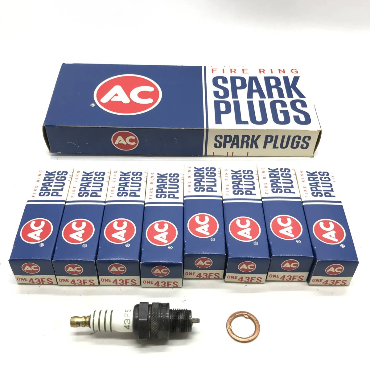 【未使用に近い】# ゼネラルモーターズ AC GM SPARK PLUGS FIRE RING 43FS 旧車 スパークプラグ 8個セット ...