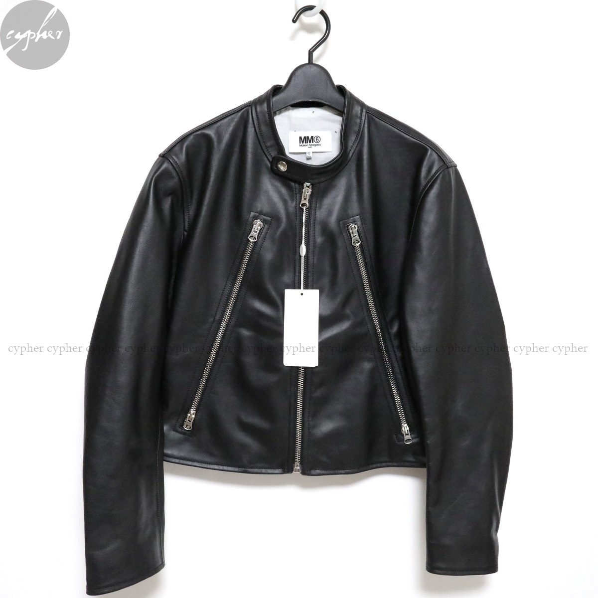 【未使用】44 新品 22SS MM6 Maison Margiela ハの字 レザー ライダース ジャケット ブラック エムエムシックス メゾン マルジェラ 八の字 黒 5ZIPの落札情報 ...
