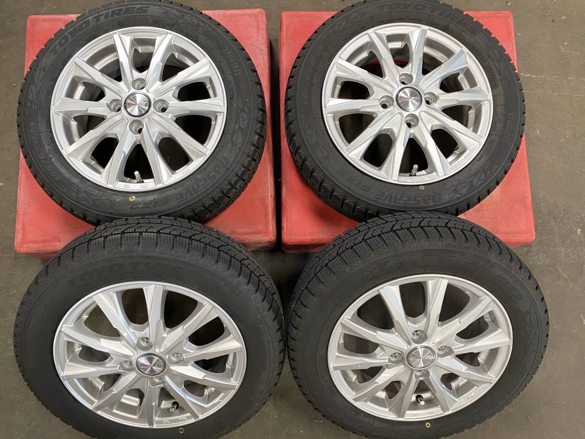 【やや傷や汚れあり】軽四 スタッドレス タイヤホイール 2022年 TOYO OBSERVE GIZ2 155/65R14 アルミ4本セット ...