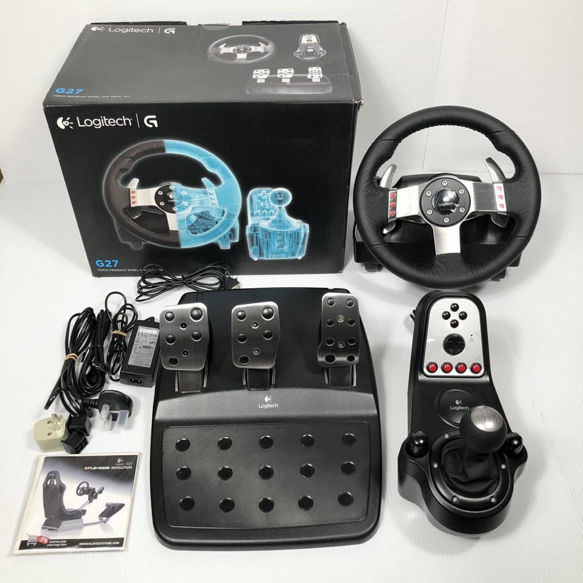 【やや傷や汚れあり】ロジテック G27 FORCE FEEDBACK WHEEL AND PEDAL SET ステアリングコントローラー Logitech Driving Wheel ペダル ...