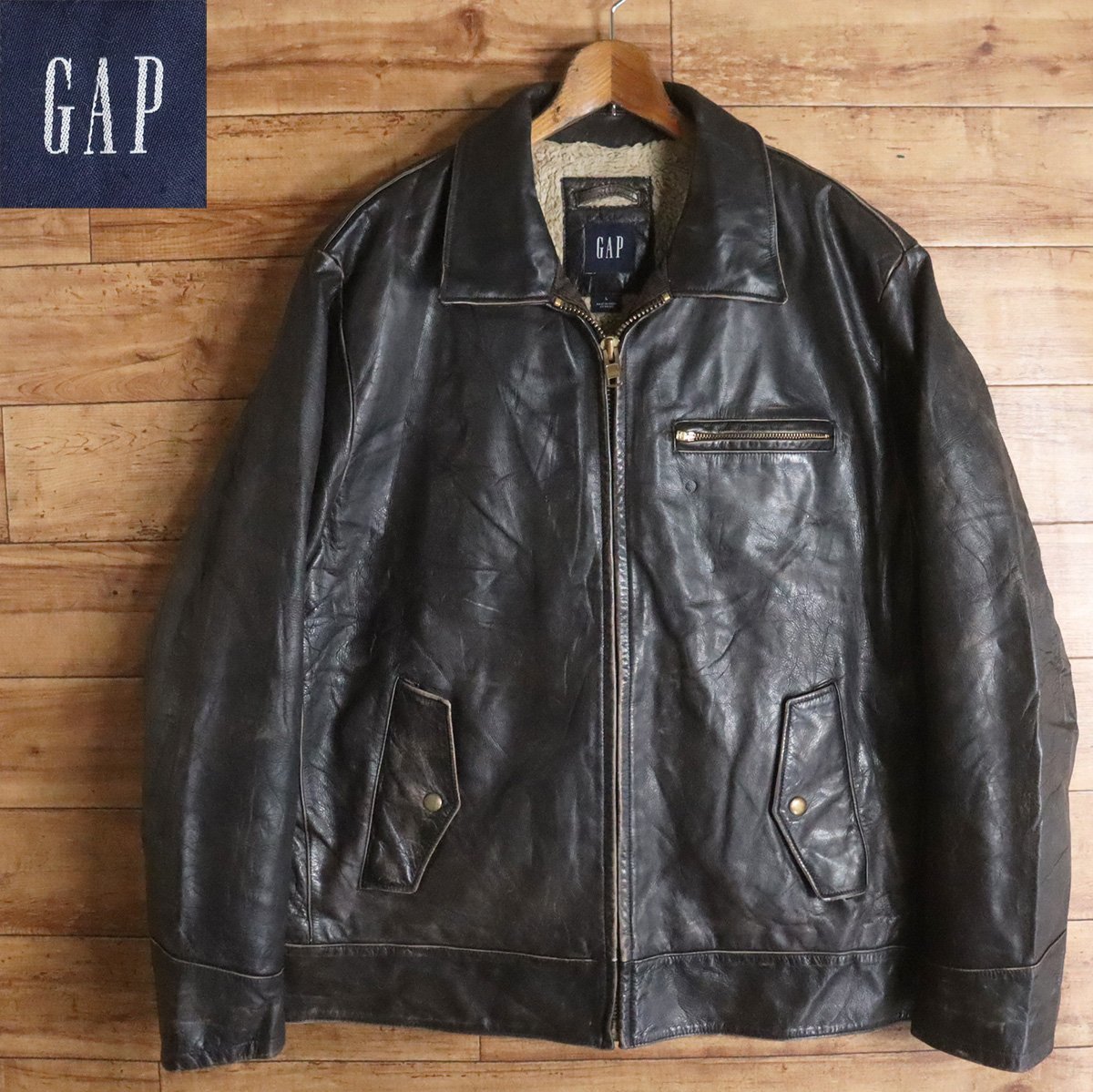 【傷や汚れあり】#3T/Y1.31-3 アメリカ古着 GAP ギャップ 裏ボア シングルライダース 本革 レザージャケット Lサイズ メンズ 革ジャン 皮ジャンの落札情報詳細 - Yahoo ...