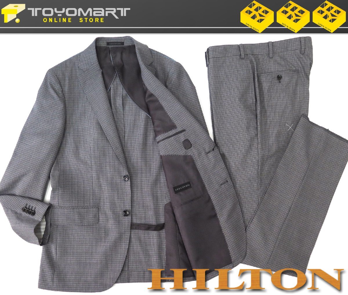 【未使用】7075 HILTON ヒルトン 4376 新品 【CARLO BARBERA】 イタリア最高級生地使用 チェック柄 スタイリッシュスーツ グレー/AB5の落札情報詳細 - ヤフオク ...