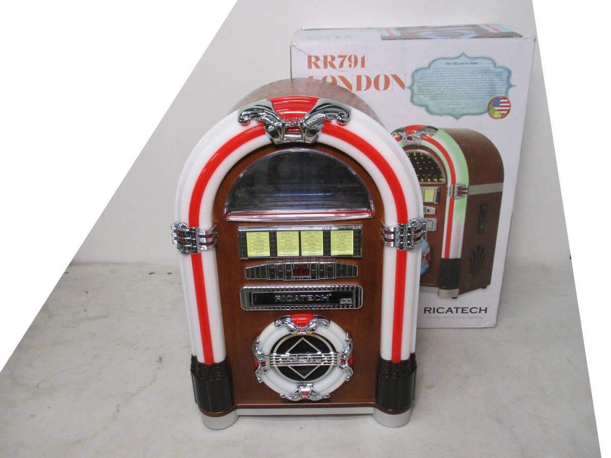 【やや傷や汚れあり】 RICATECH マルチプレイヤー RR791JP LONDON テーブルトップ LEDジュークボックス 2015年製 CD ラジオ AUX ACアダプタ欠品(10-2 ...