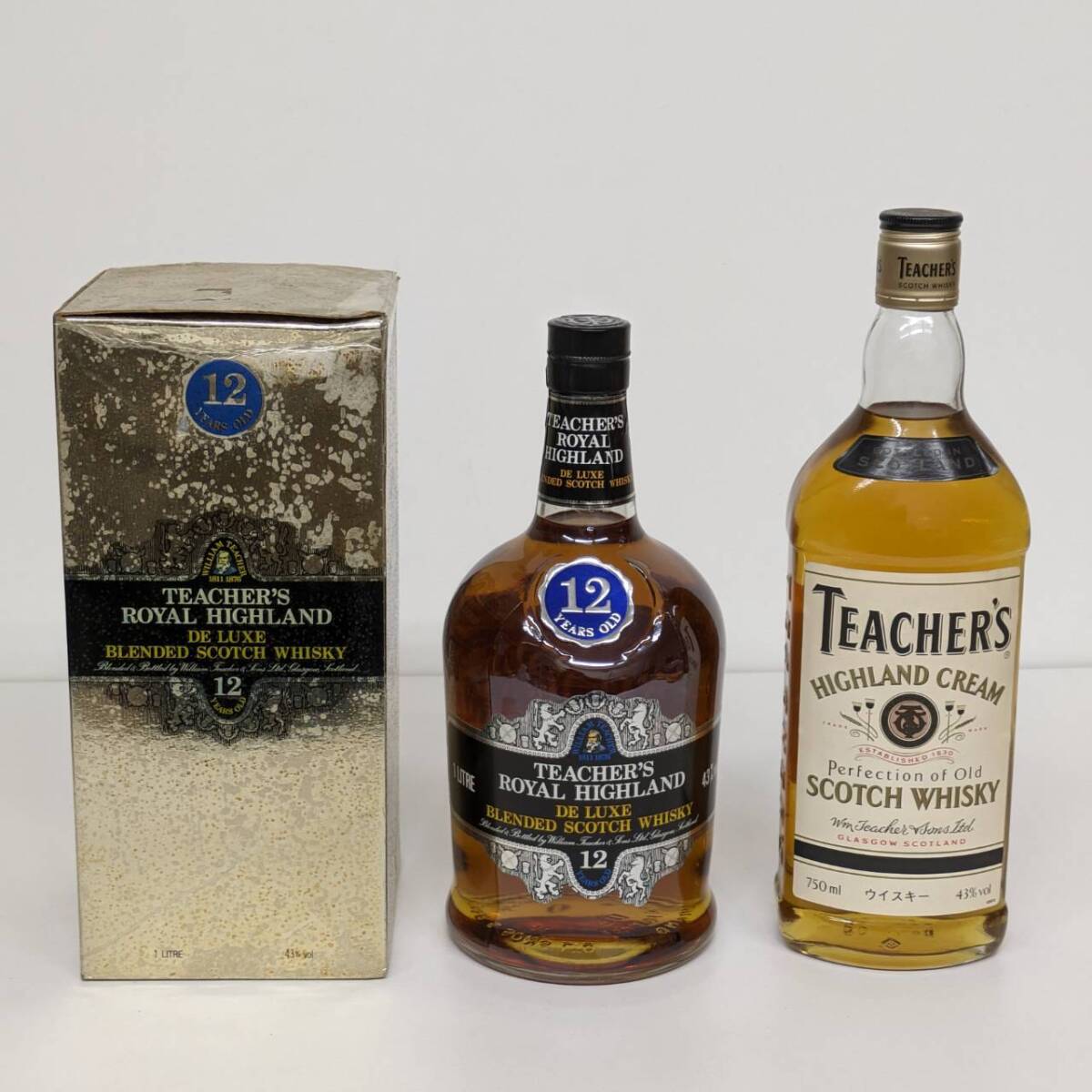 【未使用】1円～/TEACHERS ティーチャーズ 12年 ロイヤル ハイランド デラックス 1000ml 43%/ティーチャーズ ハイランドクリーム 750ml 43%/2本セットの落札情報 ...