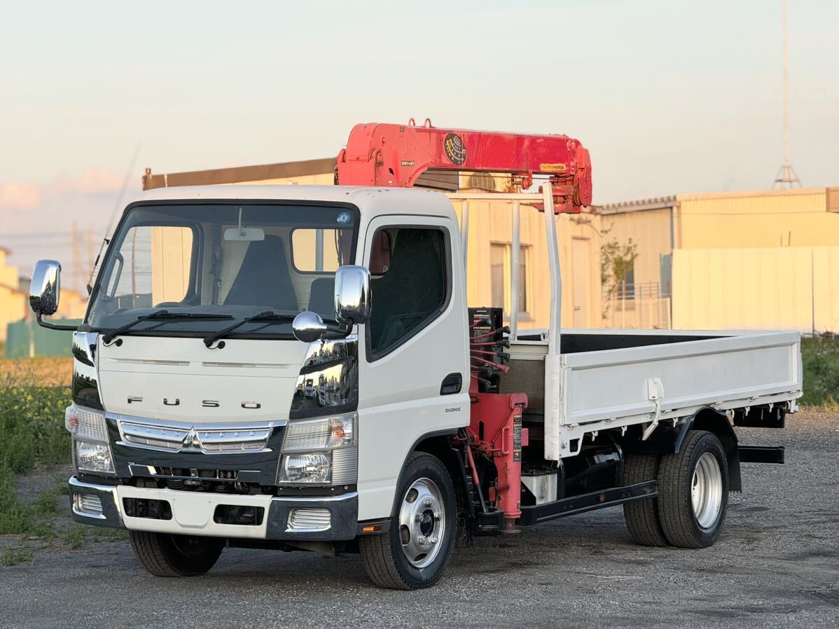 【傷や汚れあり】売切！すぐ乗れる！H23年 三菱ふそう キャンター 2t 平ボディー 低走行 9万㌔台 古河ユニック 3段 クレーン フックイン R7年5月迄 車検有の落札情報詳細 ...