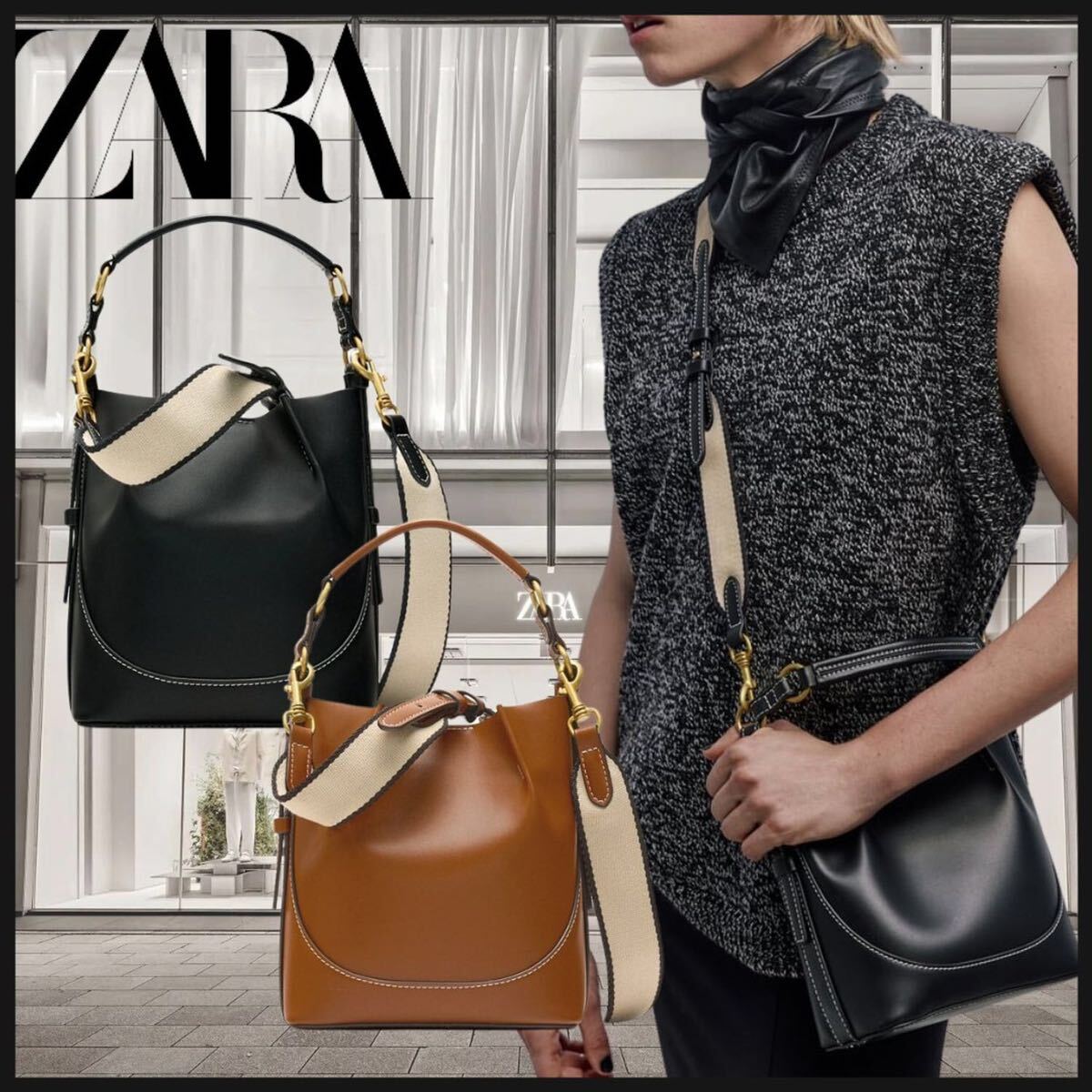 【未使用】ZARA.2way.人気.ショルダー.バッグ.黒.新品.未使用.ザラの落札情報詳細 - ヤフオク落札価格検索 オークフリー