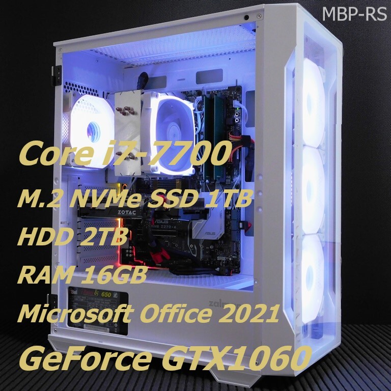 【目立った傷や汚れなし】【ゲーミング】【Core i7-7700 + GeForce GTX1060】 【M.2 SSD 1TB＋HDD 2TB】 【メモリー16GB】【Win11PRO ...