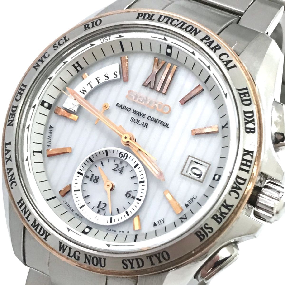 【目立った傷や汚れなし】美品 SEIKO セイコー BRIGHTZ ブライツ 腕時計 SAGA146 電波ソーラー アナログ ラウンド ホワイト カレンダー ワールドタイム コレクションの落札 ...
