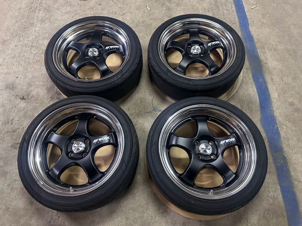 【やや傷や汚れあり】WORK ワーク MEISTER S1R マイスターS1R 17インチ 7.0J +35 4H/100 Oディスク ステップリム 195/45R17 ADVAN FLEVA ...