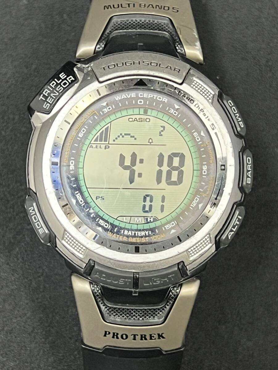 【やや傷や汚れあり】0018-0710 1円出品 時計 腕時計 CASIO カシオ PROTREK プロトレック MULTI BAND 5 マルチバンド PRW-1300TJ 電波ソーラー ...