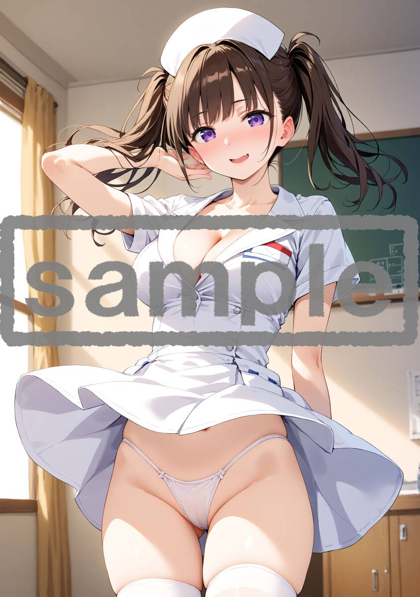 【未使用】BP007【限定1品】高画質 A4 アートポスター 新人ナース風オリジナルキャラ イラスト アニメ パンチラ スカートリフト 美女 ...
