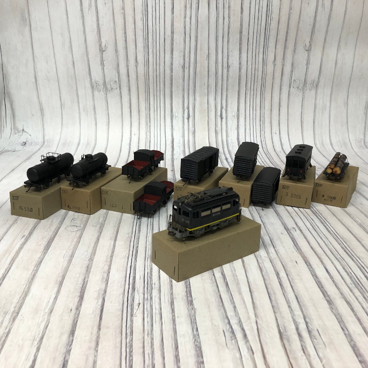 【やや傷や汚れあり】m001 I(60) HOゲージ まとめ EB45 電気機関車 貨物車両 材木 動力車 TER エンドウ ワム6000×2 ワム7000 トムフ×2 タム6000 タム ...