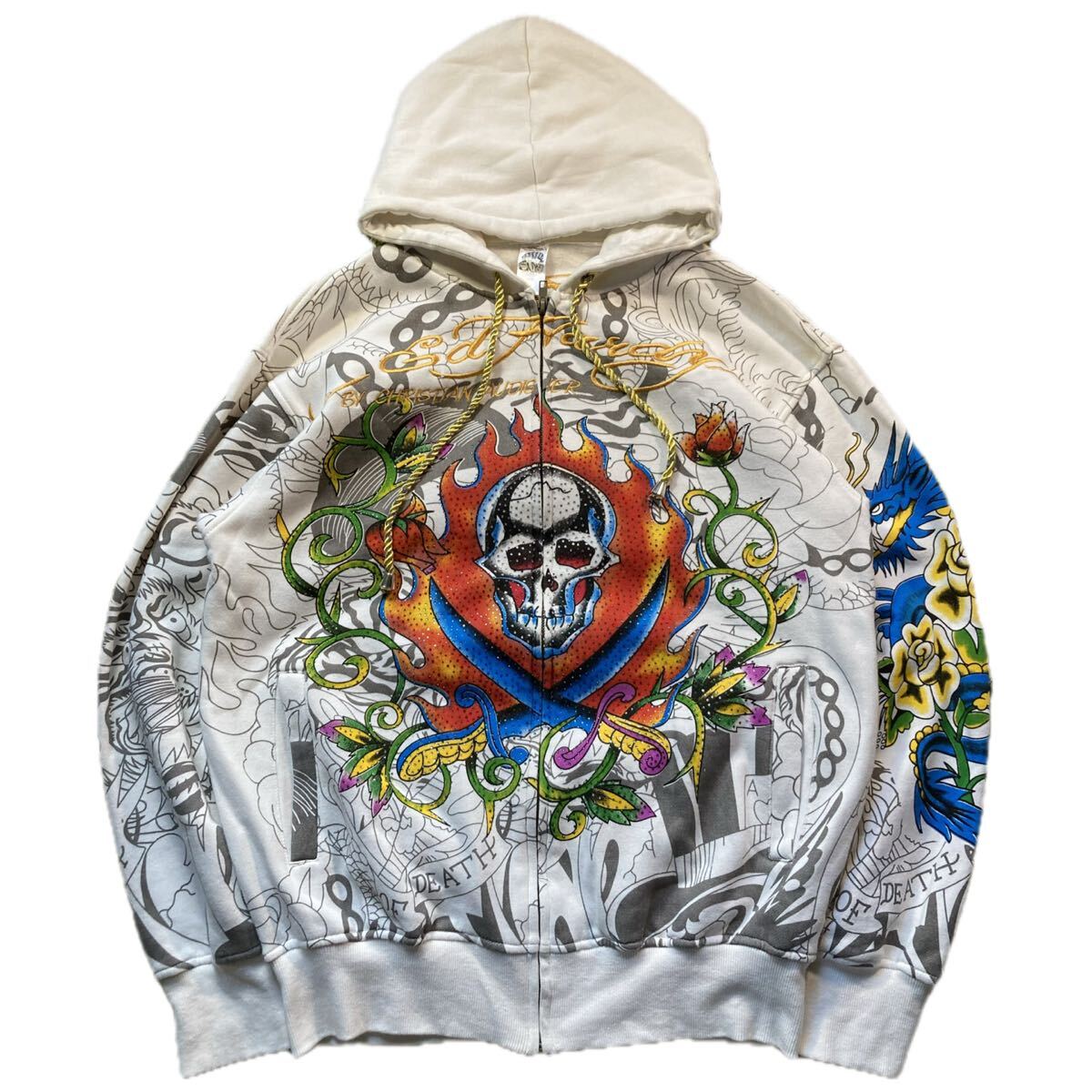 【目立った傷や汚れなし】CHRISTIAN AUDIGIER for Ed Hardy Crystal hoodieクリスチャン オードジェー ...