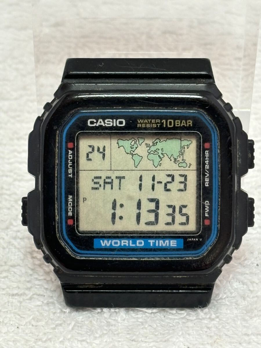 【やや傷や汚れあり】【118-57】1円〜【稼働品】CASIO カシオ ワールドタイム W-520U デジタル クォーツ 世界地図 メンズ ...