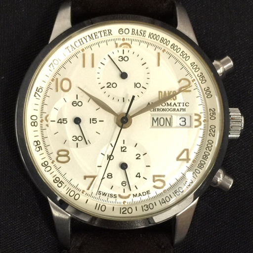 【やや傷や汚れあり】ダックス クロノグラフ オートマチック 自動巻 腕時計 デイデイト メンズ 付属品あり DP00-D0 稼働 DAKSの ...