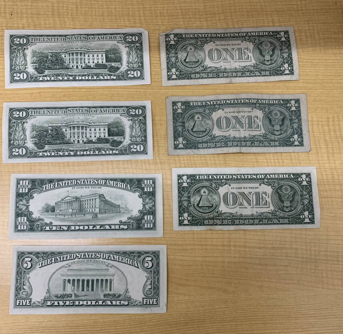 【傷や汚れあり】#2386 米国ドル 紙幣 1ドル 5ドル 10ドル 20ドル 7枚 計58ドルの落札情報詳細 - Yahoo!オークション落札価格検索 オークフリー