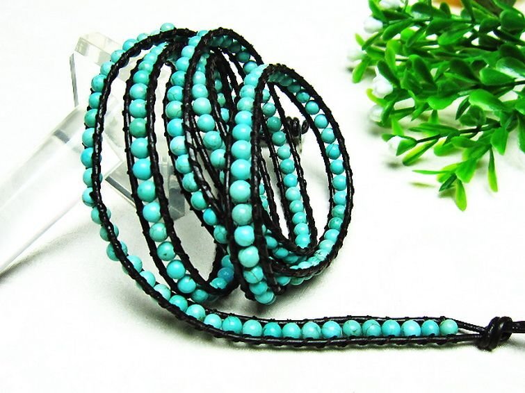 【未使用】誠安 天然石高級品ターコイズ 4mmビーズ レザー ラップブレスレット 4mm [L01-95-3]の落札情報詳細 - Yahoo!オークション落札価格検索 オークフリー