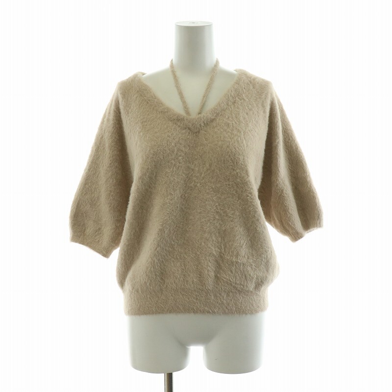 【目立った傷や汚れなし】ココディール COCO DEAL 22AW ニット カットソー Vネック プルオーバー 半袖 2 M ピンクベージュ /NQ OF レディースの落札情報詳細 ...