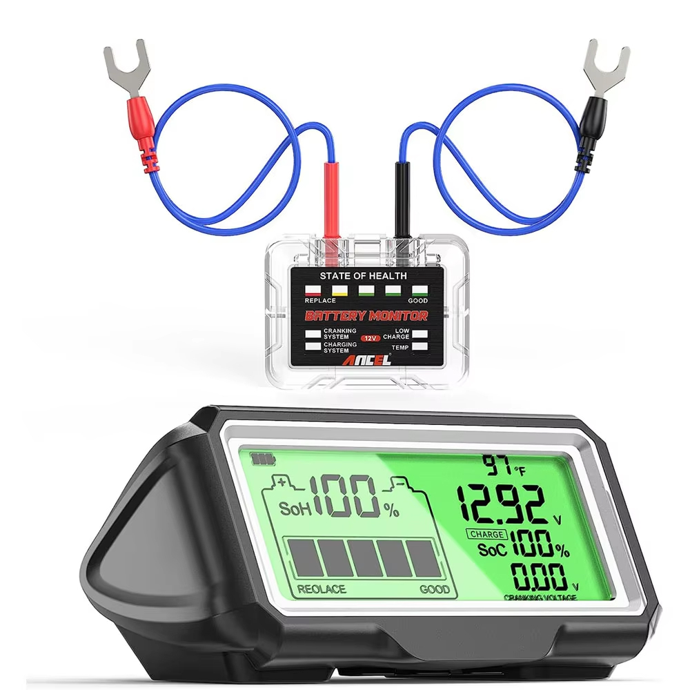 【未使用】ANCEL BM200 PRO バッテリーモニター 12V LEDモニターディスプレイ バッテリー健康状態 SOH SOC テスター ...