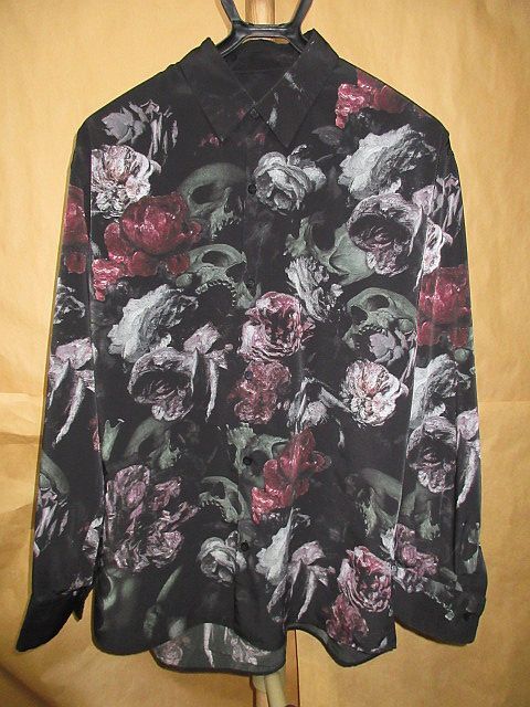 【目立った傷や汚れなし】ラッドミュージシャン LAD MUSICIAN 20AW DECHINE INKJET FLOWER SKULL BIG SHIRT スカル フラワー ビッグ シャツの ...