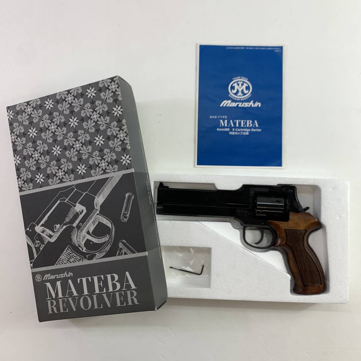 【やや傷や汚れあり】04wy10560 マルシン MATEBA マテバリボルバー Wディープブラック マテバ 6インチ 木製グリップ仕様 ...