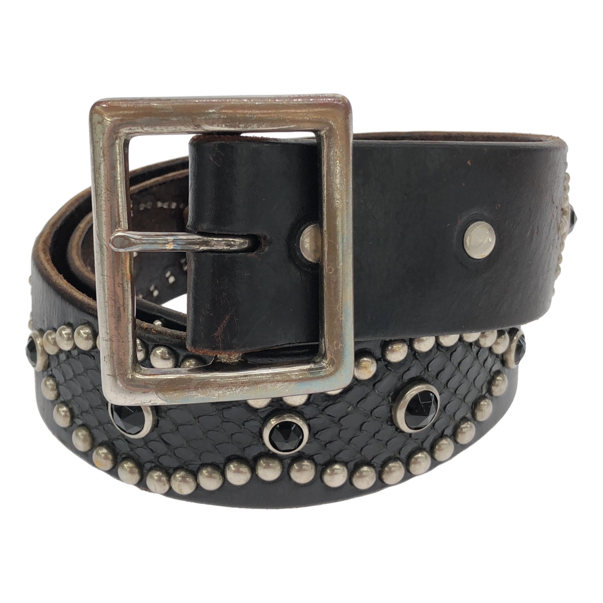 【やや傷や汚れあり】HTC エイチティーシー Overlay Peanut Belt オーバーレイピーナッツパイソンレザースタッズベルト ブラック 34 ITNGD0N8S9ATの落札情報詳細 ...