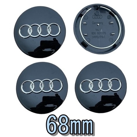 【未使用】【アウディ Audi ホイール センター キャップ 4個セット 68mm ブラック】 ＃8D0601170 (A3 8P/A4 8E ...