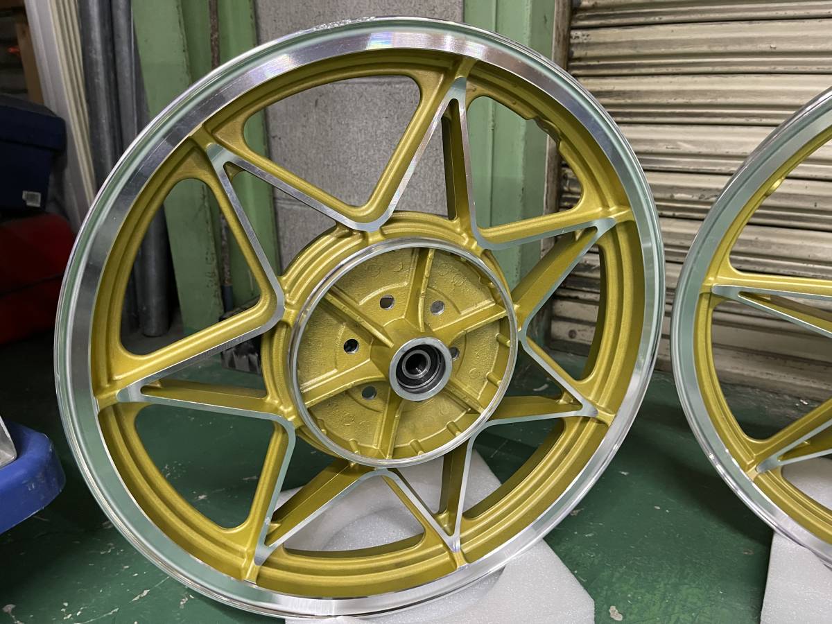 【目立った傷や汚れなし】GS400 キャストホイール 金7無/社外 FR18インチGS400L GS400E GT380セブンスターキャストGSX400EザリGSX250E GSX400FS ...