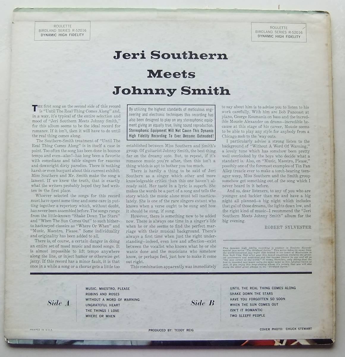 JERI SOUTHERN Meets JOHNNY SMITH Roulette R-52016 (bar:dg) Vの落札情報詳細 ...