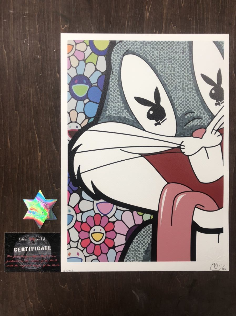 【新品】2020年 世界限定100枚 thc World DEATH NYC supreme Louis Vuitton 村上隆 プレイボーイ バックスバニー 絵 アート シルクスクリーンの ...