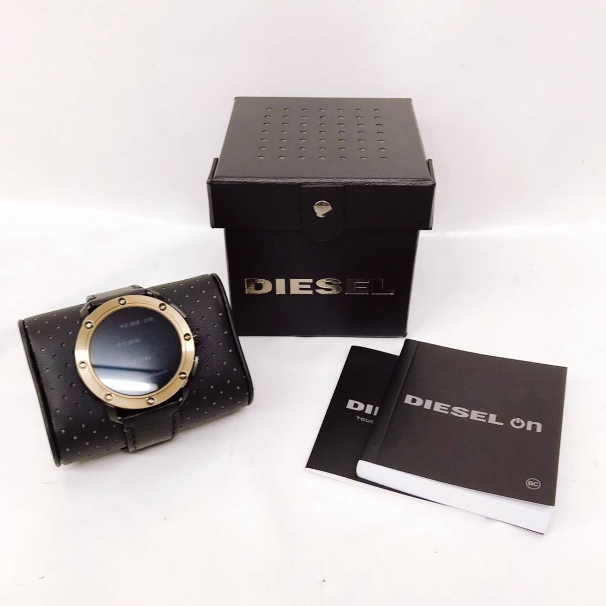 稼働品★DIESEL スマートウォッチ★DZT2016／DW10D1／ディーゼル オン／腕時計／レザーベルト／ブロンズ色／ブランド／タッチ ...