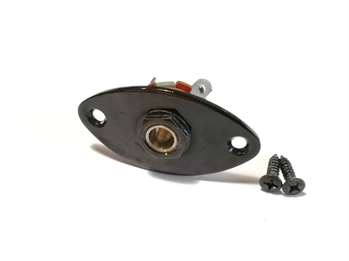 動作良好 80s Fernandes キャッツアイ 金属製ジャックプレート ジャック付 ブラック 88年製 FR STJ JAPAN刻印 ...